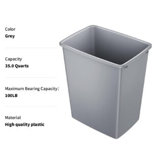 LOVMOR 35QT Kitchen Trash Can - Lightweight and Sturdy Slim Trash Can, Wastebaskets for Kitchen, Bathroom, Office, Workspace, Easy to Clean, 1 Pack, Gray