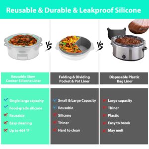 2Pack Silicone Slow Cooker Liners, Reusable Silicone 7 to 8 Quart Slow Cooker Divider Liner,Crock Pot liners,Divider Insert Slow Cooker Liners, BPA-Free, Dishwasher Safe, Oval Slow Cooker For 7QT-8QT