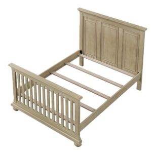 Merax Bedroom Furniture Set-Full Size Conversion Kit Rails for Convertible Crib, White, Bed Slats, Whie