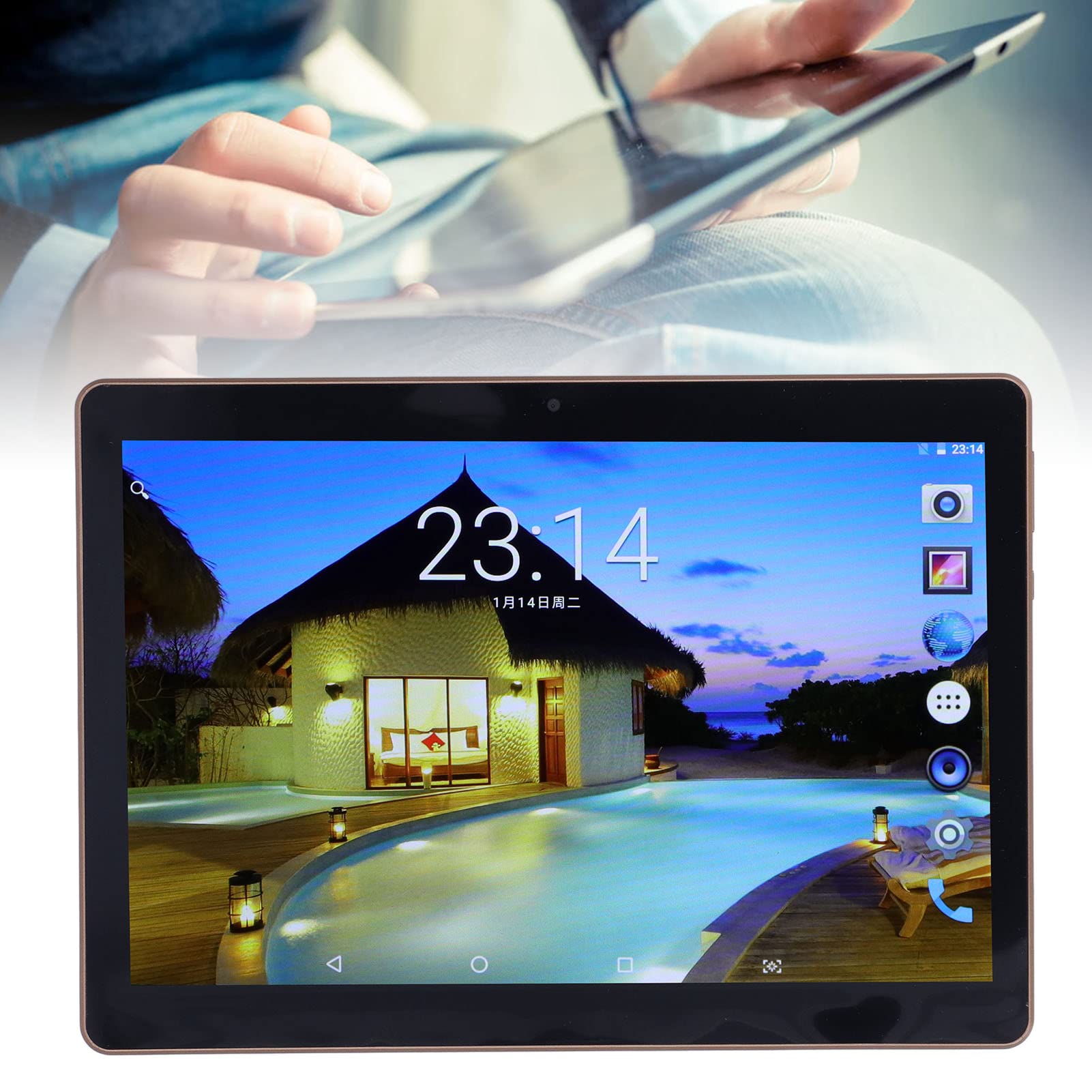 Touchscreen Tablet, Flash Octa Core 0.3MP Front 2MP Rear Smart Tablet with USB Cable for Daily (US Plug)