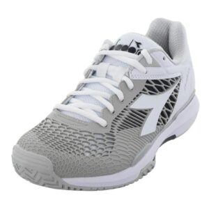 diadora women's speed competition 7+ all ground tennis shoe (white/black/silver, 9.5)