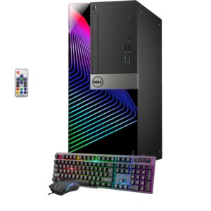 dell optiplex gaming tower rgb lights computer intel core i5 8500 8th gen processor up to 4.10ghz - radeon rx 550 4gb - 16 gb ram 512gb m.2 nvme - windows 11 pro - wifi - bluetooth (renewed)