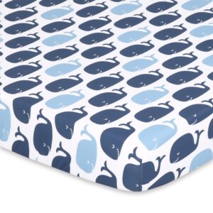 The Peanutshell Mini Crib Sheets Set for Pack & Play, Playard, Playpen, Mini Crib, 3 Pack, Nautical Whale