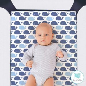 The Peanutshell Mini Crib Sheets Set for Pack & Play, Playard, Playpen, Mini Crib, 3 Pack, Nautical Whale