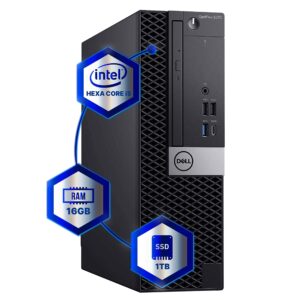 dell optiplex 5070 desktop computer | hexa core intel i5 (3.2) | 16gb ddr4 ram | 1tb ssd solid state | windows 11 professional | home or office pc (renewed)