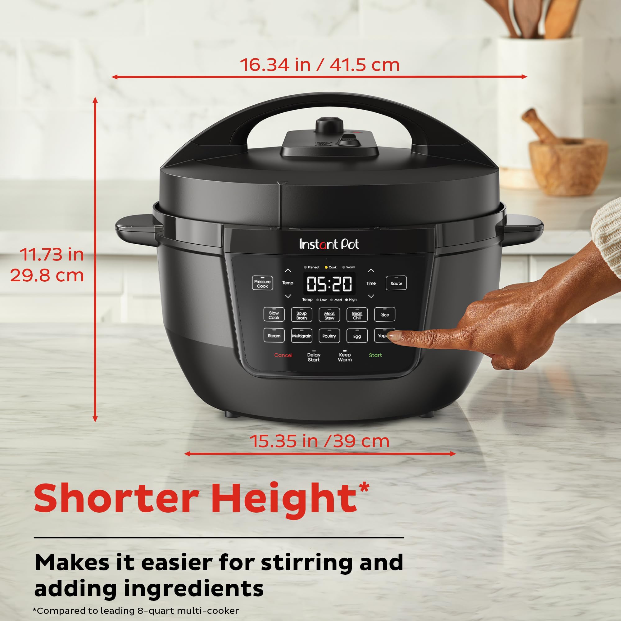 Instant Pot RIO Wide Base, 7.5 Quarts, Large Searing Base, WhisperQuiet Steam Release, 7-in-1 Electric Multi-Cooker, Pressure Cooker, Slow Cooker, Rice Cooker, Steamer, Sauté, Yogurt & Warmer