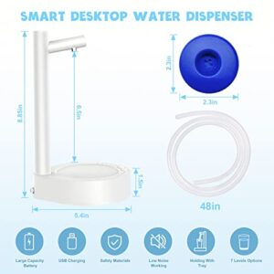 TOBTOC Desktop Water Dispenser for 5 Gallon Bottle, Bedside Water Dispenser with 7 Levels, Portable Water Dispenser Countertop with Bottle Cap and pH Strips, Smart Household for Home, Office, Outdoor