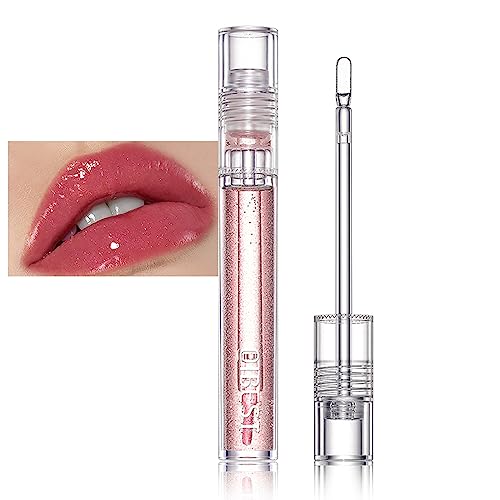 Rosarden Shimmer Hydrating Lip Gloss - Moisturizing Glossy Lip Gloss - Lip Plumping Gloss - Plumping Lip Oil- Non Sticky Lip Gloss - Waterproof & Long Lasting Lip Gloss - Pink Lip Gloss for Women