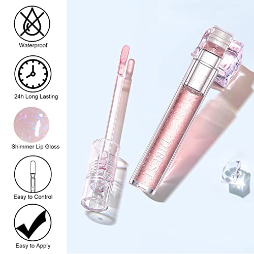 Rosarden Shimmer Hydrating Lip Gloss - Moisturizing Glossy Lip Gloss - Lip Plumping Gloss - Plumping Lip Oil- Non Sticky Lip Gloss - Waterproof & Long Lasting Lip Gloss - Pink Lip Gloss for Women