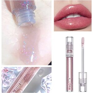 Rosarden Shimmer Hydrating Lip Gloss - Moisturizing Glossy Lip Gloss - Lip Plumping Gloss - Plumping Lip Oil- Non Sticky Lip Gloss - Waterproof & Long Lasting Lip Gloss - Pink Lip Gloss for Women