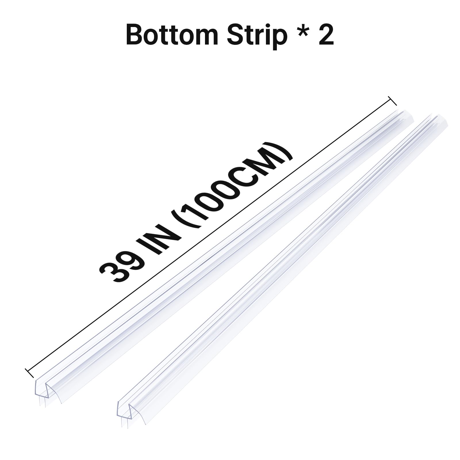 AmazerBath Shower Door Bottom Seal 39 inch (Set of 2) - Suitable for 3/8 Inch Glass, Frameless Glass Shower Door Seal Strip, Shower Door Sweep