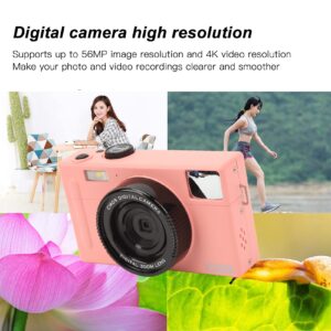 Digital Camera,4K Digital Camera 3.0inch Screen 4X Zoom 56MP Prevents Shake Vlogging Camera for Kids Adult Beginners (Pink)