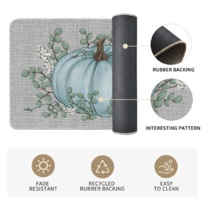 Artoid Mode Pumpkin Eucalyptus Fall Kitchen Mats Set of 2, Home Decor Low-Profile Kitchen Rugs for Floor - 17x29 and 17x47 Inch