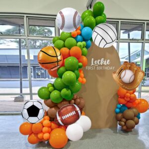 153 pack sport theme birthday party decorations set sport balloons garland arch kit football vollyball soccer baseball basketball party balloons for sport favor theme birthday party decorations