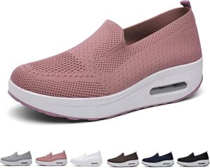 huien women's orthopedic sneakers, mesh up stretch platform sneakers comfortable casual fashion sneaker breathable walking shoes (pink,9)