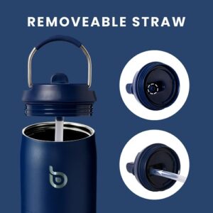 BOTTLE BOTTLE Stainless Steel Water Bottle with Straw and Lid 32oz Vacuum Insulated Water Bottle Stay Cold for 24 Hrs, Hot for 12 Hrs, Leak-Proof Wide Mouth Water Bottles for Men,indigo blue