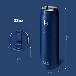 BOTTLE BOTTLE Stainless Steel Water Bottle with Straw and Lid 32oz Vacuum Insulated Water Bottle Stay Cold for 24 Hrs, Hot for 12 Hrs, Leak-Proof Wide Mouth Water Bottles for Men,indigo blue