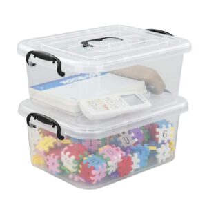 uumitty 8 l plastic storage bin tote organizing container with lid and latching buckles, stackable and nestable, 2 pack