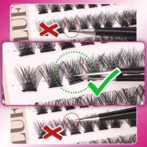 Colored Lashes Cluster Eyelashes Individual DIY Lashes Extensions 7 Colors Eye Lashes Extensions 140 PCS Clusters False Lashes DIY at Home Set Pack（14MM）