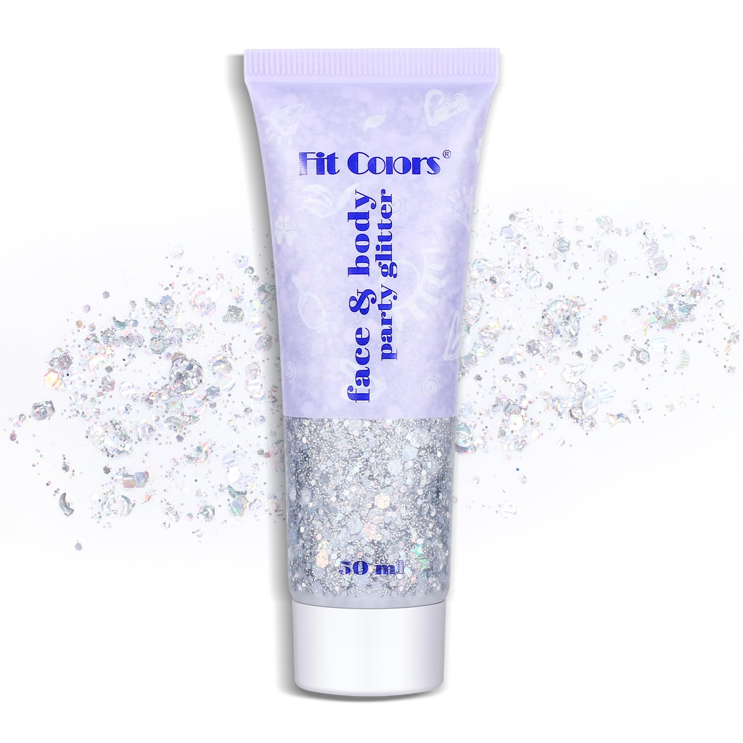 TEOYALL Long Lasting Silver Body Glitter Holographic Sparkling Cosmetic Grade Chunky Glitter for Face Hair (Silver)