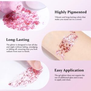 TEOYALL Long Lasting Silver Body Glitter Holographic Sparkling Cosmetic Grade Chunky Glitter for Face Hair (Silver)