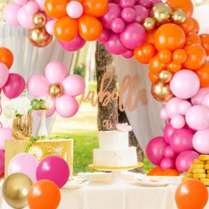 Pink Orange Balloon Garland, Daisy Balloon Arch with Metallic Gold Party Flower Balloons For Birthday Baby Shower Wedding Groovy Theme Decorations