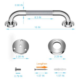 Winllingal Grab Bars for Bathtubs and Showers 2 Pack 16 Inch- Safety Bathroom Handicap Grab Bar for Seniors - Anti-Slip Grab Bars for Shower- Shower Handles for Elderly