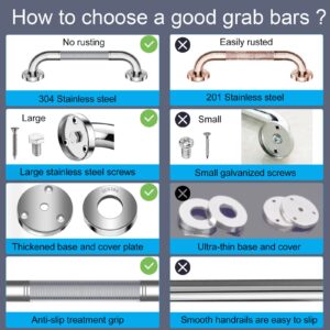 Winllingal Grab Bars for Bathtubs and Showers 2 Pack 16 Inch- Safety Bathroom Handicap Grab Bar for Seniors - Anti-Slip Grab Bars for Shower- Shower Handles for Elderly