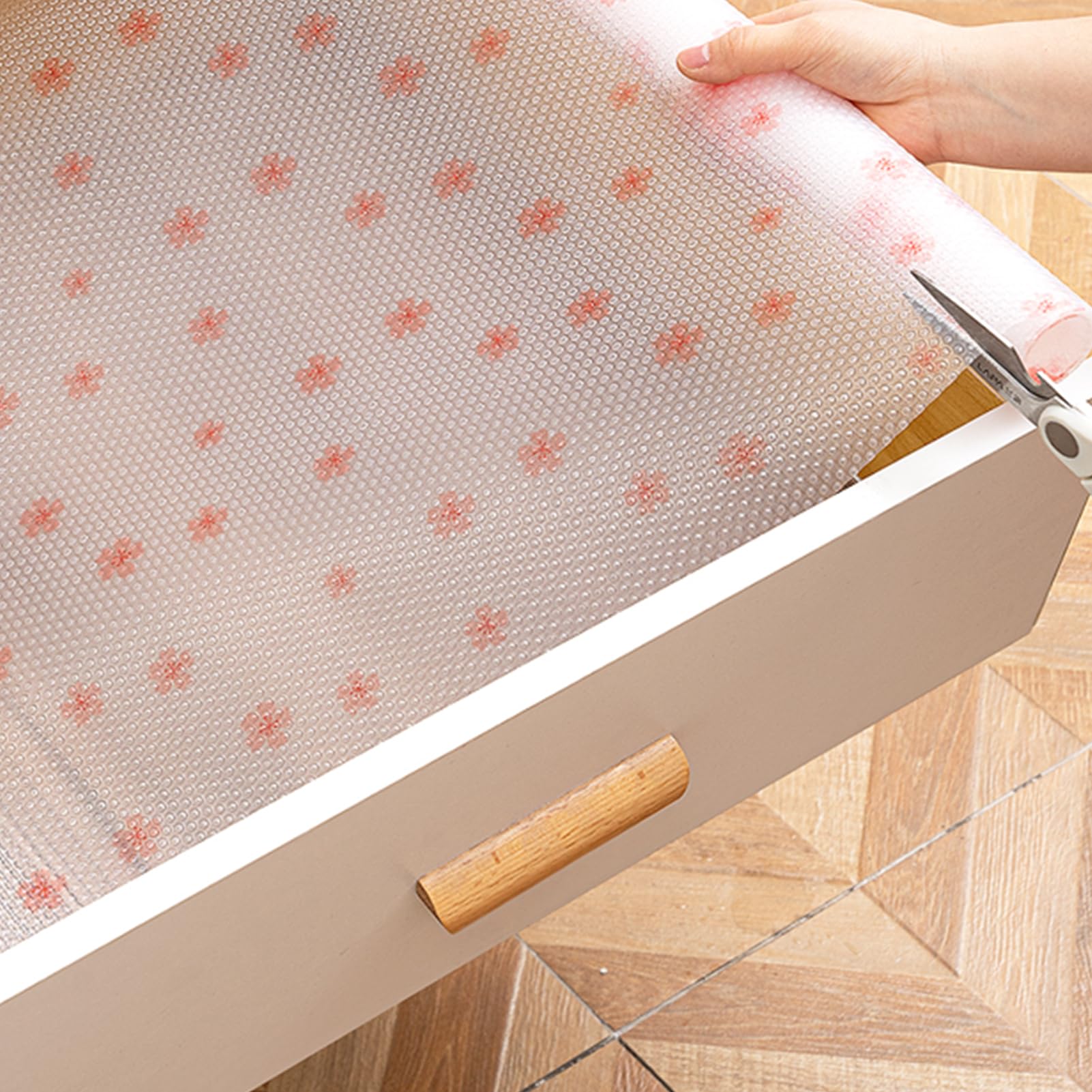 Cherry Blossom Flower Shelf Liner for Kitchen Cabinets Non-Adhesive Drawer Liner Non-Slip Refrigerator Liner Waterproof Fridge Pad Cupboard Mat Easy Placemats, 12"X59"