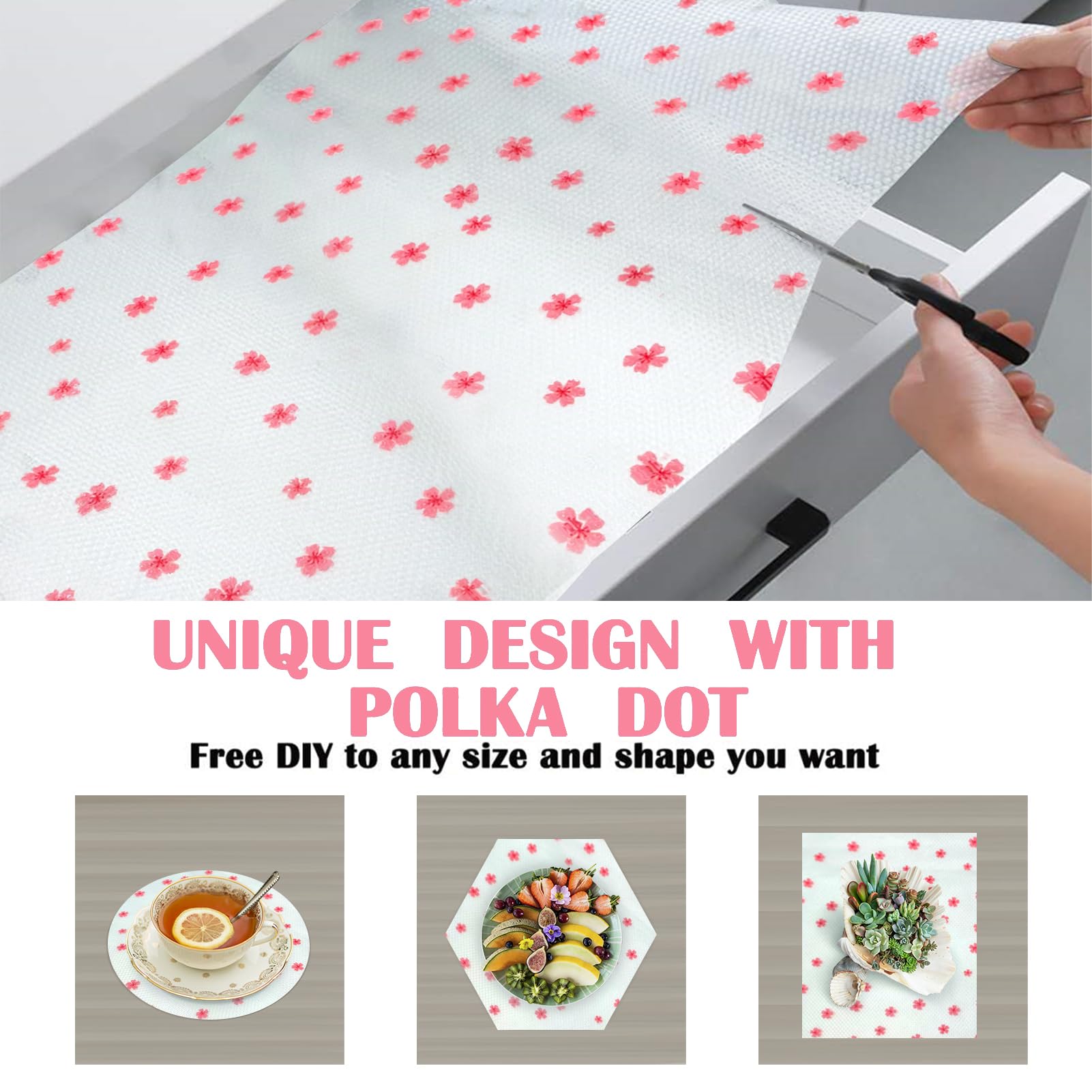 Cherry Blossom Flower Shelf Liner for Kitchen Cabinets Non-Adhesive Drawer Liner Non-Slip Refrigerator Liner Waterproof Fridge Pad Cupboard Mat Easy Placemats, 12"X59"