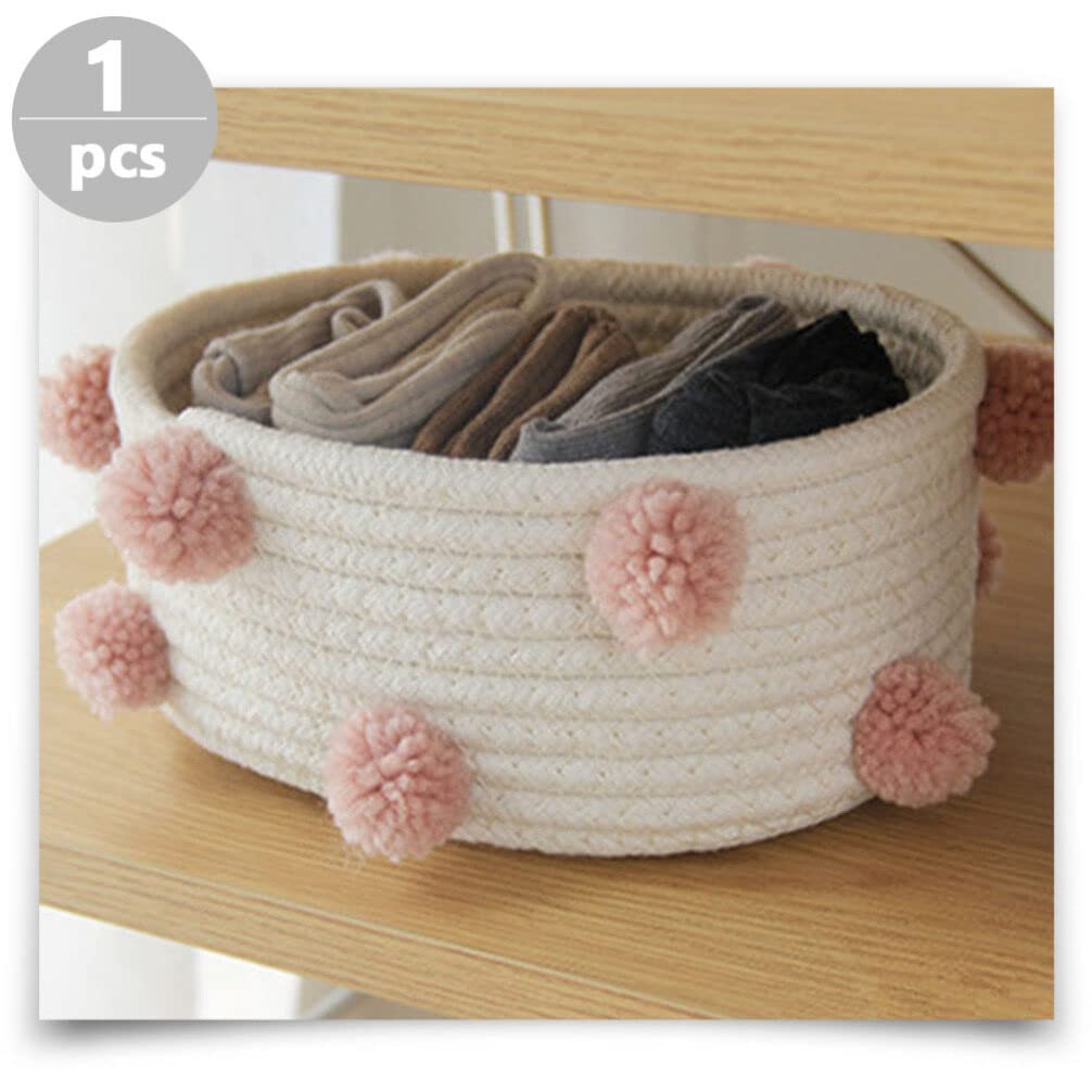 Operitacx Storage Basket Mini Laundry Basket Snacks Container Cotton Round Holder Small Baskets Toy Bin Storage Organizer Toys Storage Organizer Sundries Storage Holder Cotton Woven Basket