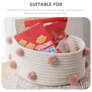 Operitacx Storage Basket Mini Laundry Basket Snacks Container Cotton Round Holder Small Baskets Toy Bin Storage Organizer Toys Storage Organizer Sundries Storage Holder Cotton Woven Basket