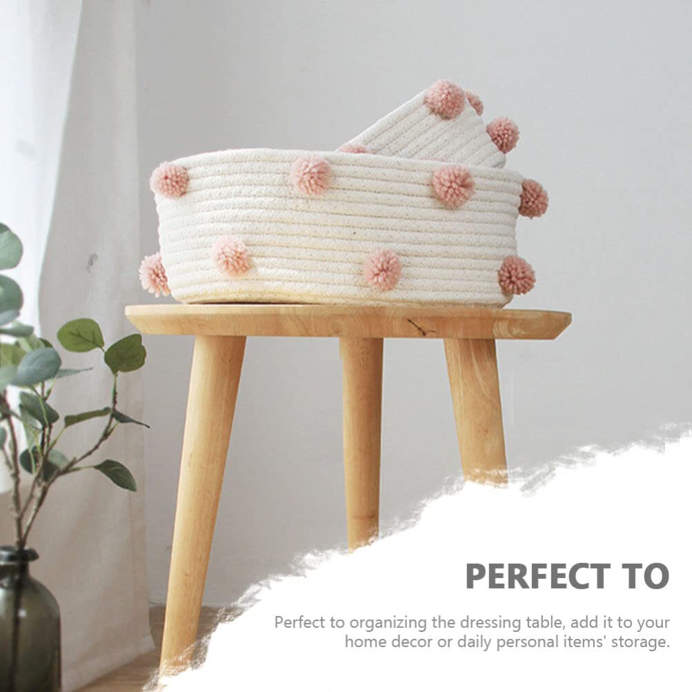 Operitacx Storage Basket Mini Laundry Basket Snacks Container Cotton Round Holder Small Baskets Toy Bin Storage Organizer Toys Storage Organizer Sundries Storage Holder Cotton Woven Basket