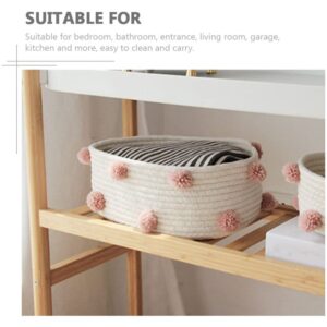 Operitacx Storage Basket Mini Laundry Basket Snacks Container Cotton Round Holder Small Baskets Toy Bin Storage Organizer Toys Storage Organizer Sundries Storage Holder Cotton Woven Basket