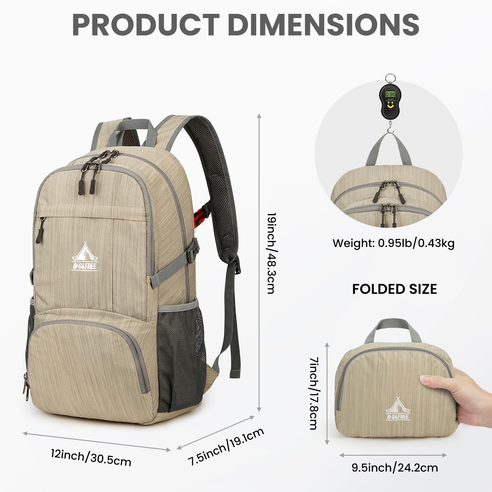 G4Free 30L Hiking Backpack Lightweight Packable Shoulder Daypack Outdoor Travel Foldable for Men Women