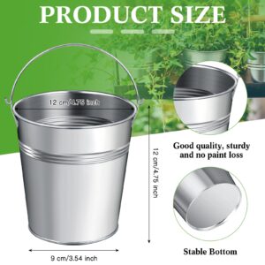 Rtteri 30 Pcs Small Galvanized Metal Buckets Bulk 5 X 4.5 Inches with Chalkboard Labels and Dry Erase Pen Snack Baskets for Wedding Decorations, Garden Planters, Party