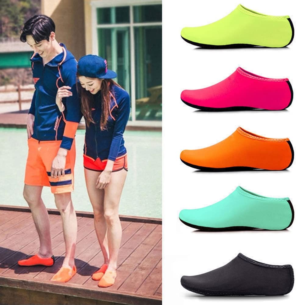 Water Sports Shoes Barefoot Quick-Dry Aqua Yoga Socks Slip-on Beach Swim Surf Shoes for Men Women Kids Orange L (Suitable Foot Size: 37-38yards)