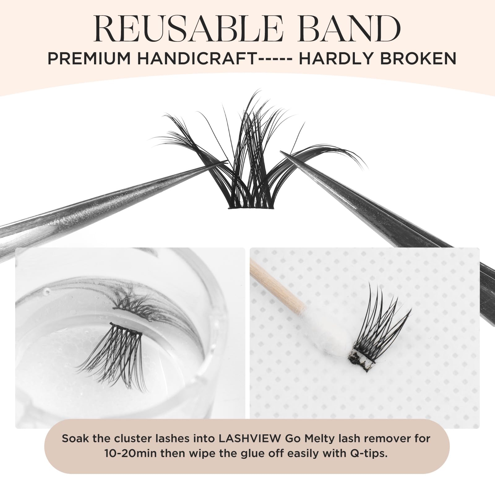 LASHVIEW DIY Cluster Eyelash Extensions Reusable Individual Lashes Super Thin Band & Soft (D17-D)