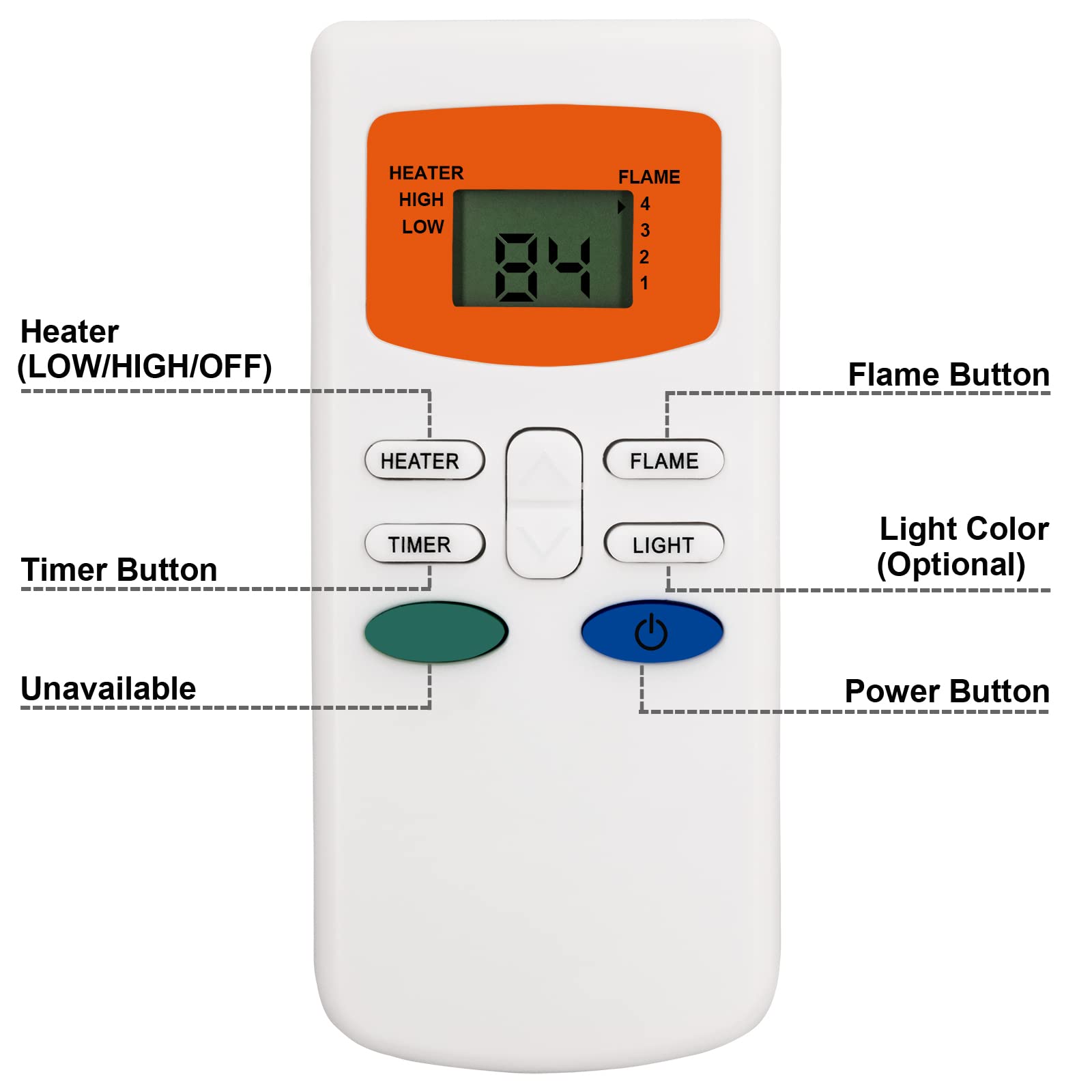 Replacement Remote Control for HHT Simplifire Electric Fireplace Heater Remote-Elect-B SF-BI30-EB SF-BI36-EB SF-BI30-EB SF-BI36-EB