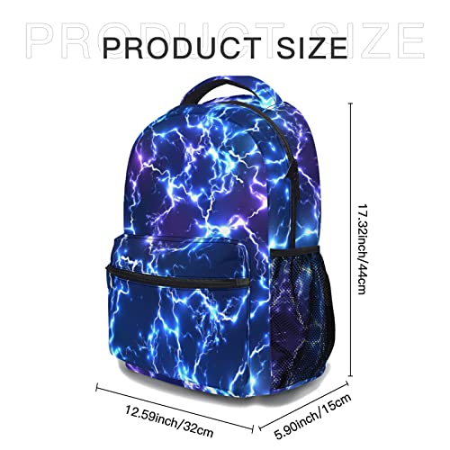 aportt Blue Backpack for Boys Girls Cool Lightning Durable Casual Basic Kids Bookbag Lightweight School Bag for Teens Students Travel Hiking Camping Daypack