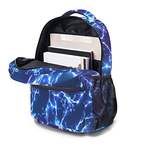 aportt Blue Backpack for Boys Girls Cool Lightning Durable Casual Basic Kids Bookbag Lightweight School Bag for Teens Students Travel Hiking Camping Daypack