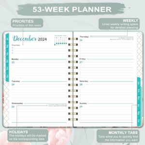 2024-2025 Planner - Planenr 2024-2025, July 2024 - June 2025, 2024-2025 planner weekly and monthly with Tabs, 6.4" x 8.5", Hardcover with Back Pocket + Thick Paper + Twin-Wire Binding - Green