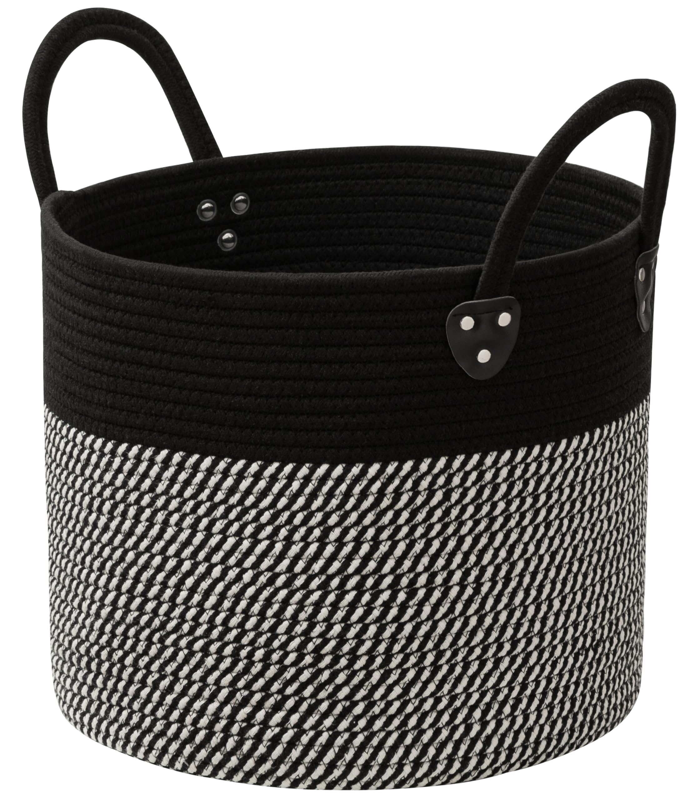 joybest Cotton Rope Storage Basket, Blanket Basket for Organizing, Small Laundry Basket with Handle, 28L Baby Nursery Hamper for Toys Shoes Clothes Towels 14x12 Inches