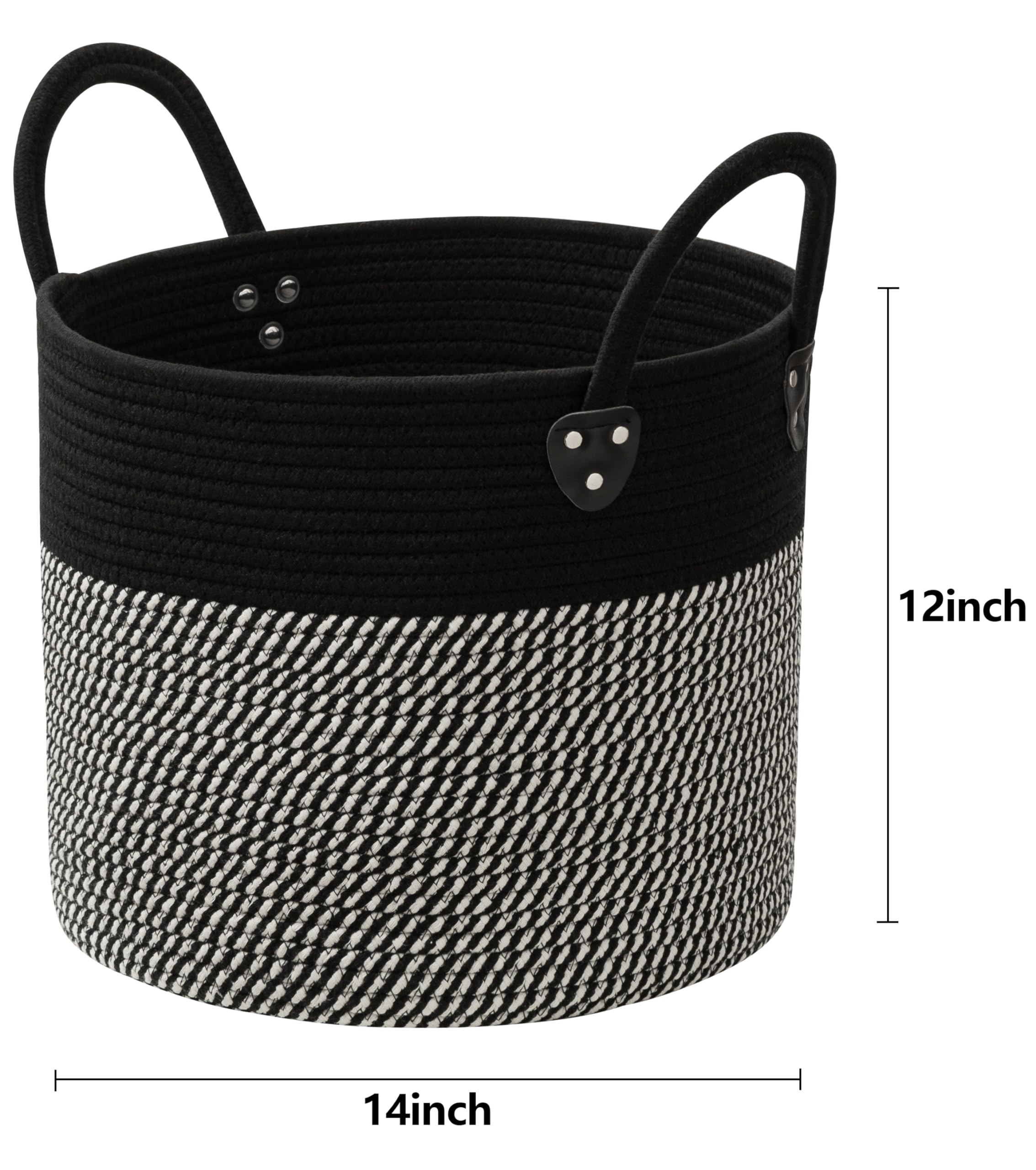 joybest Cotton Rope Storage Basket, Blanket Basket for Organizing, Small Laundry Basket with Handle, 28L Baby Nursery Hamper for Toys Shoes Clothes Towels 14x12 Inches