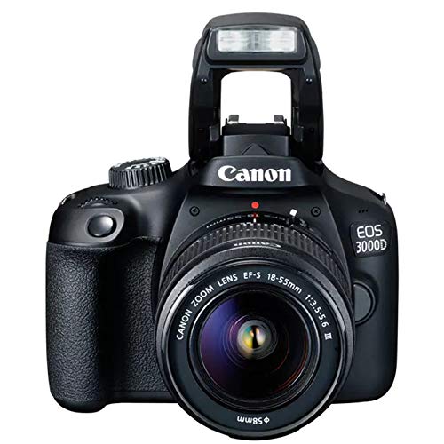 Canon EOS 3000D with Canon 18-55 Lens DSLR Camera, International Version - Black (Renewed)