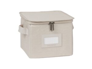 covermates keepsakes - zip-top storage box - heavy duty polyester- reinforced handles - stackable design - indoor storage-beige heather