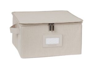 covermates keepsakes - zip-top storage box - heavy duty polyester- reinforced handles - stackable design - indoor storage-beige heather