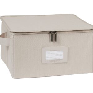 Covermates Keepsakes - Zip-Top Storage Box - Heavy Duty Polyester- Reinforced Handles - Stackable Design - Indoor Storage-Beige Heather