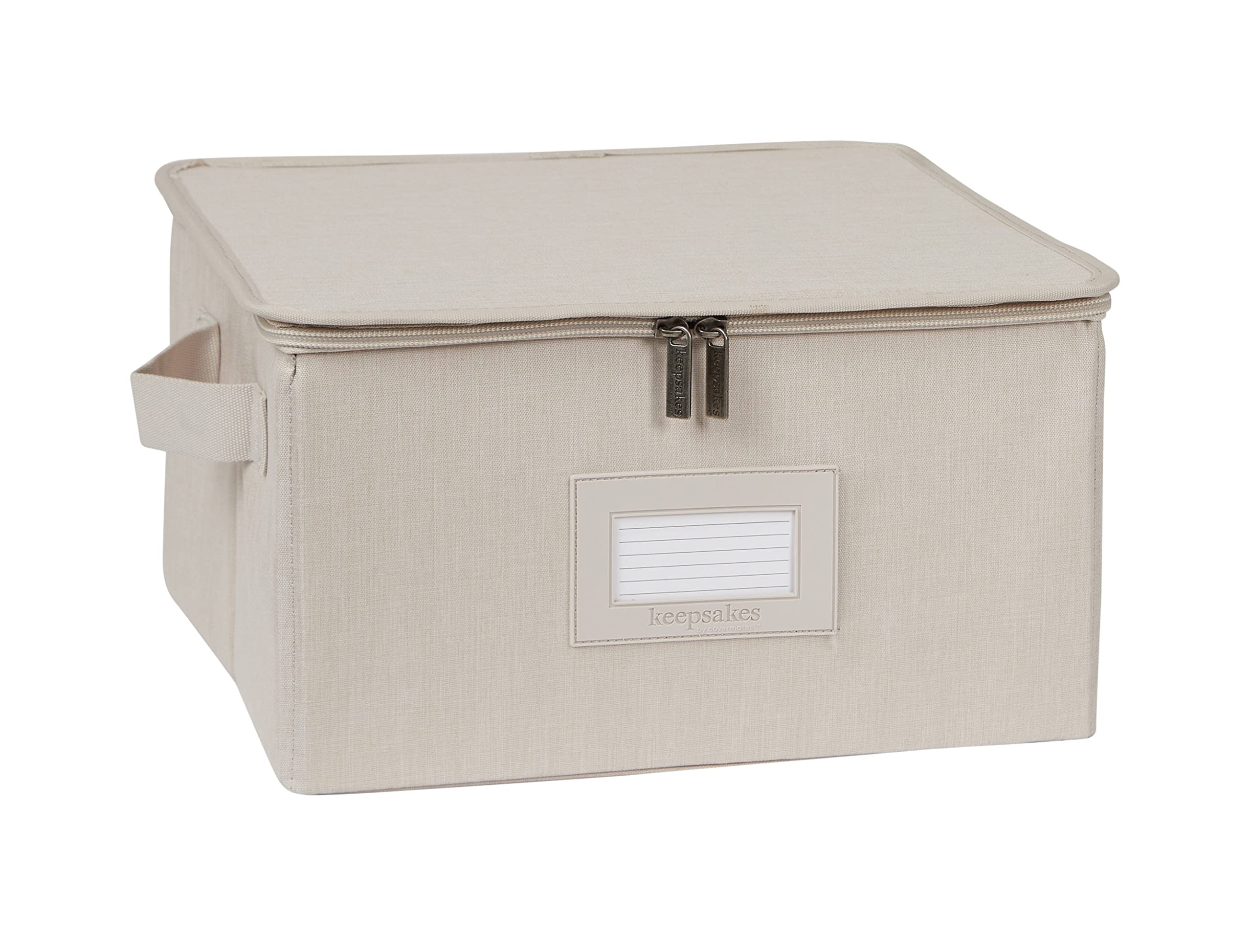 Covermates Keepsakes - Zip-Top Storage Box - Heavy Duty Polyester- Reinforced Handles - Stackable Design - Indoor Storage-Beige Heather