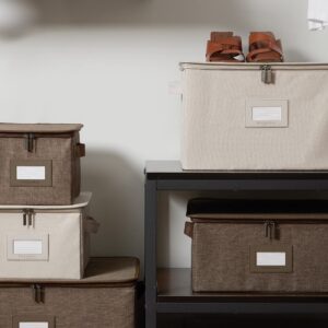 Covermates Keepsakes - Zip-Top Storage Box - Heavy Duty Polyester- Reinforced Handles - Stackable Design - Indoor Storage-Beige Heather